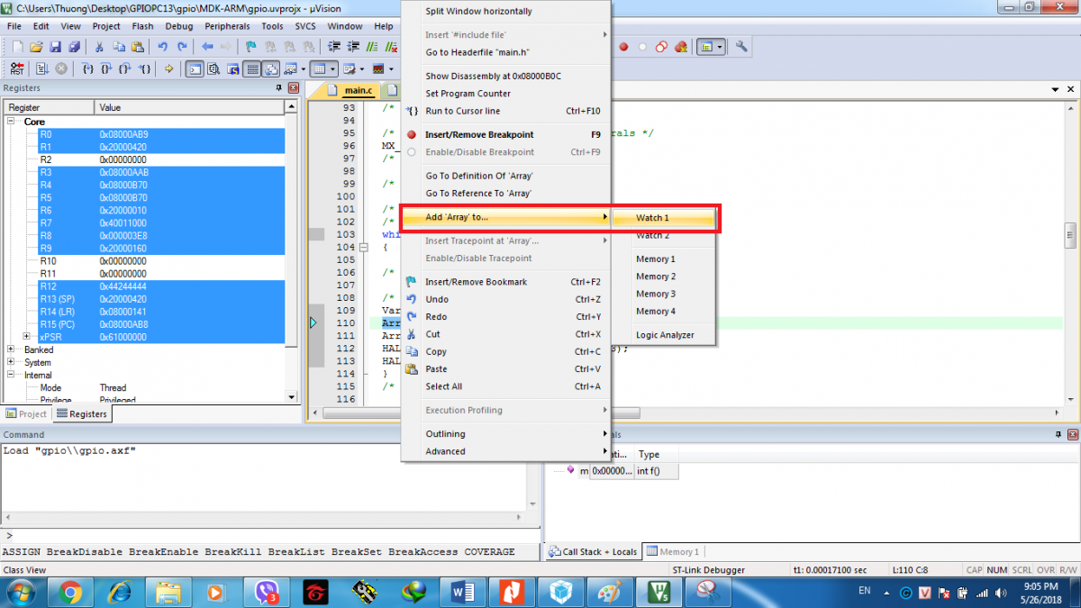 Hướng dẫn debug trên Keil C IDE - Debug chương trình vi điều khiển ...