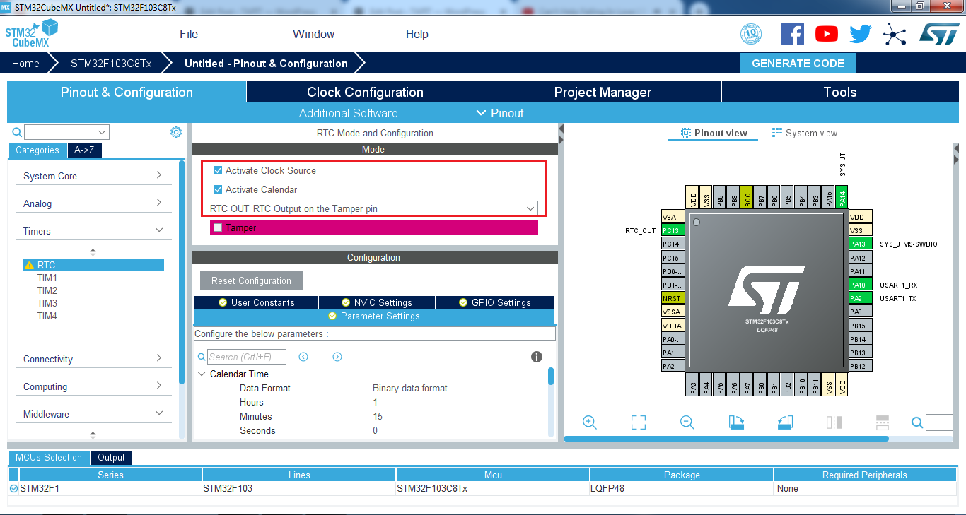 Real time clock (RTC) trên STM32F103C8T6 - TAPIT